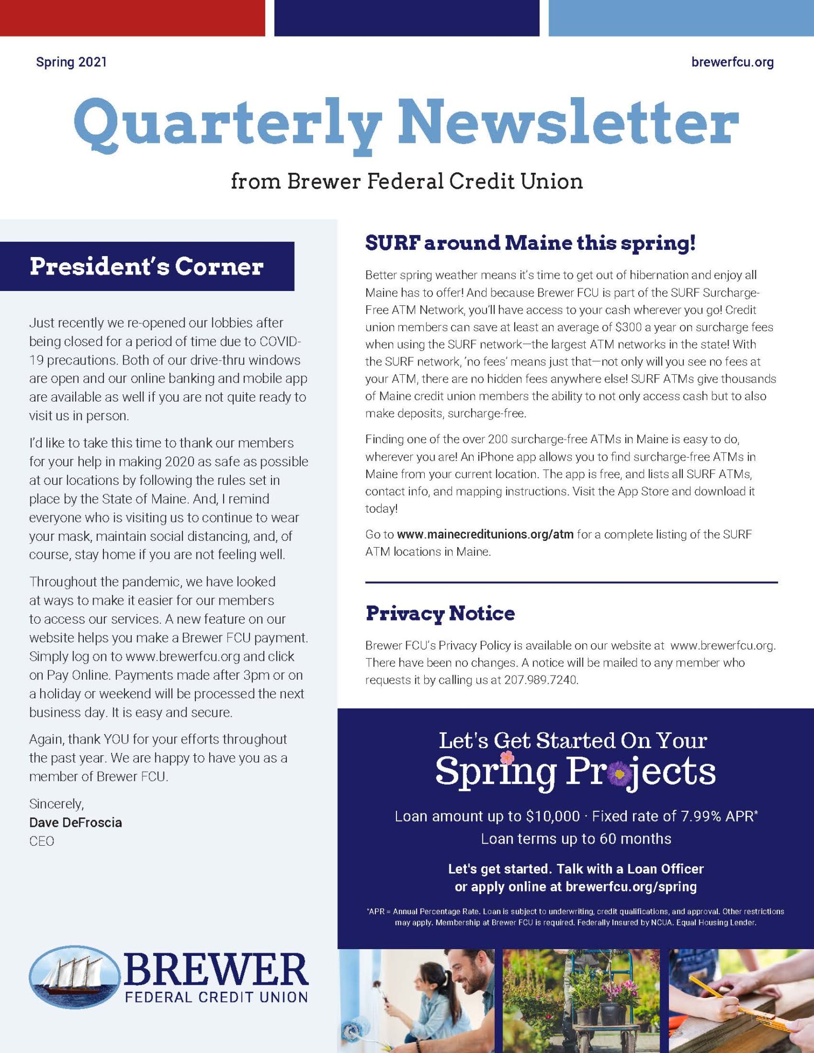 Newsletters | Brewer Federal Credit Union
